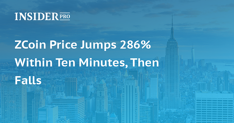 ZCoin Price Jumps 286% Within Ten Minutes, Then Falls | News | ihodl.com